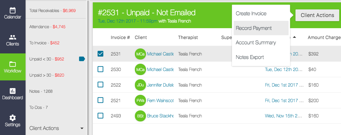 Receipts - owlpracticesuite